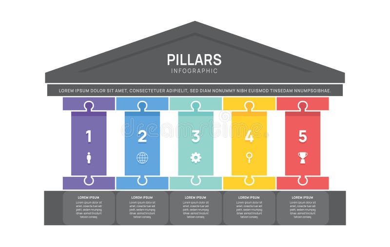 Five Pillars Jigsaw Framework Infographic Diagram Chart Template for ...