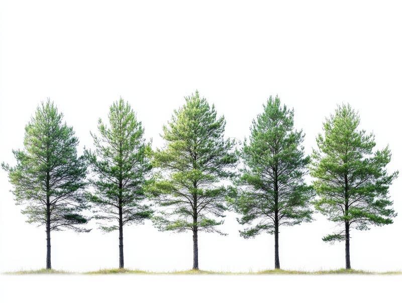 Five Pines Isolated Trees, Row Composition, Nature Concept Stock ...