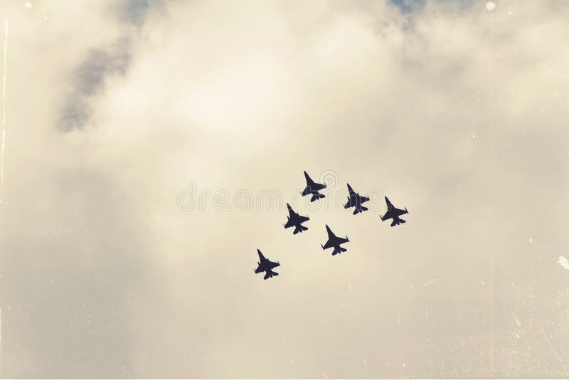 Five Planes Flying in the Sky in Formation Stock Image - Image of five ...