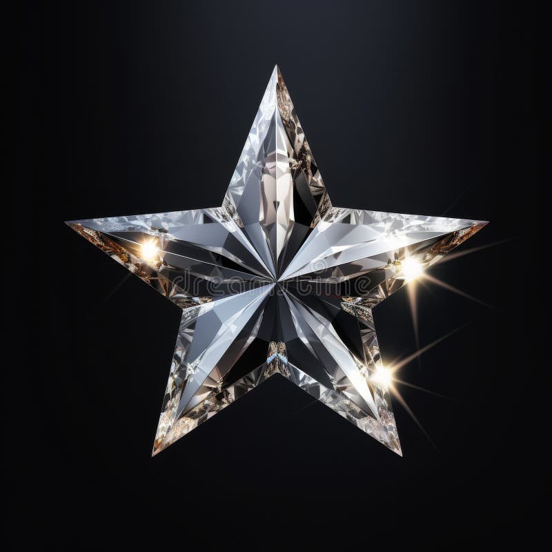 Five-pointed Diamond Star on a Black Background. Stock Image - Image of ...