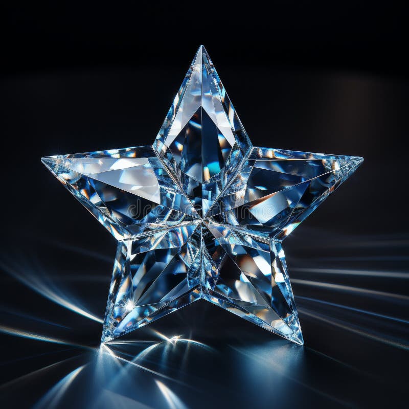 Five-pointed Diamond Star on a Black Background. Stock Image - Image of ...
