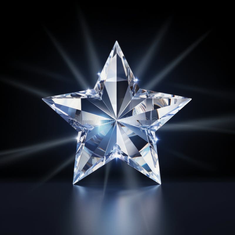 Five-pointed Diamond Star on a Black Background. Stock Image - Image of ...