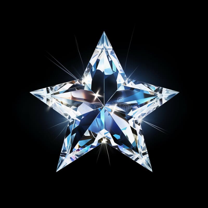 Five-pointed Diamond Star on a Black Background. Stock Photo - Image of ...