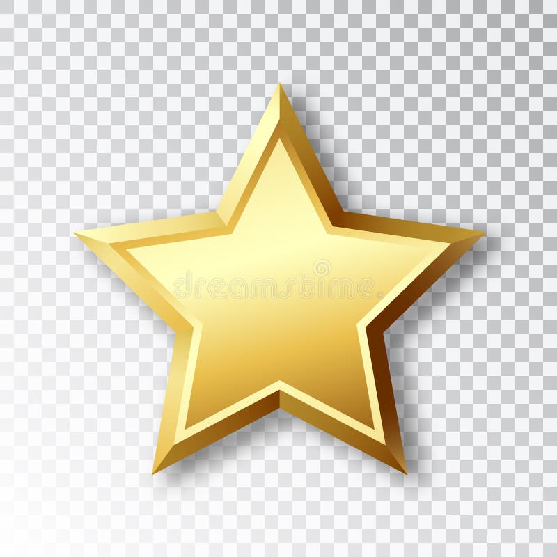 Five-pointed Golden Star on a Transparent Background. Realistic Golden ...