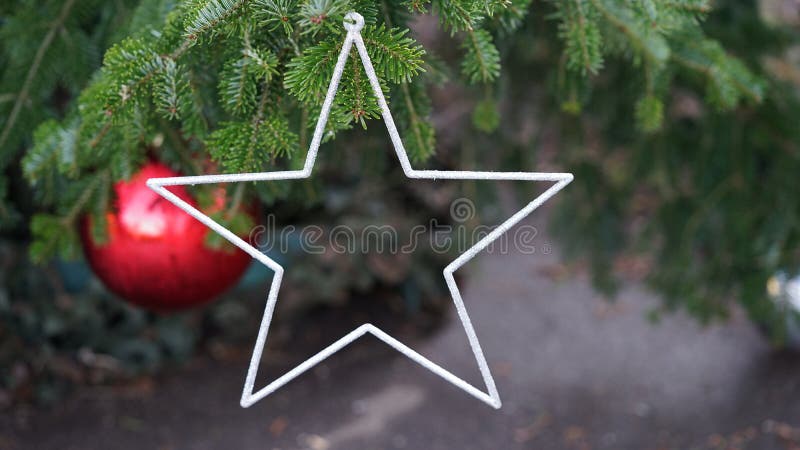 Five-pointed Star on the Chrismas Tree Stock Photo - Image of lighting ...