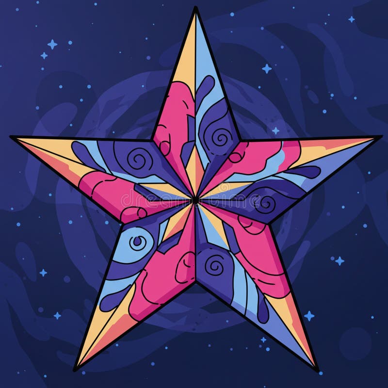 A Five-pointed Star Design Features Intricate, Colorful Patterns in ...