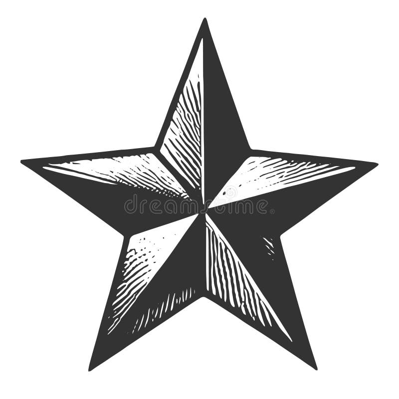 Five-pointed Star Engraving Vector Illustration Stock Vector ...