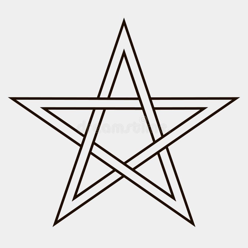 Set of Pentagram or Pentalpha or Pentangle. Hand Drawn Dot Work Ancient ...