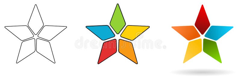 Five Pointed Star, Spaces between Slightly Rounded Segments. Black ...
