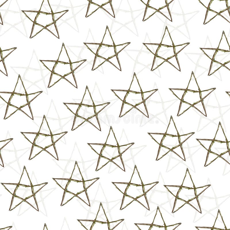 Five Pointed Star Watercolor Seamless Pattern Stock Illustration ...