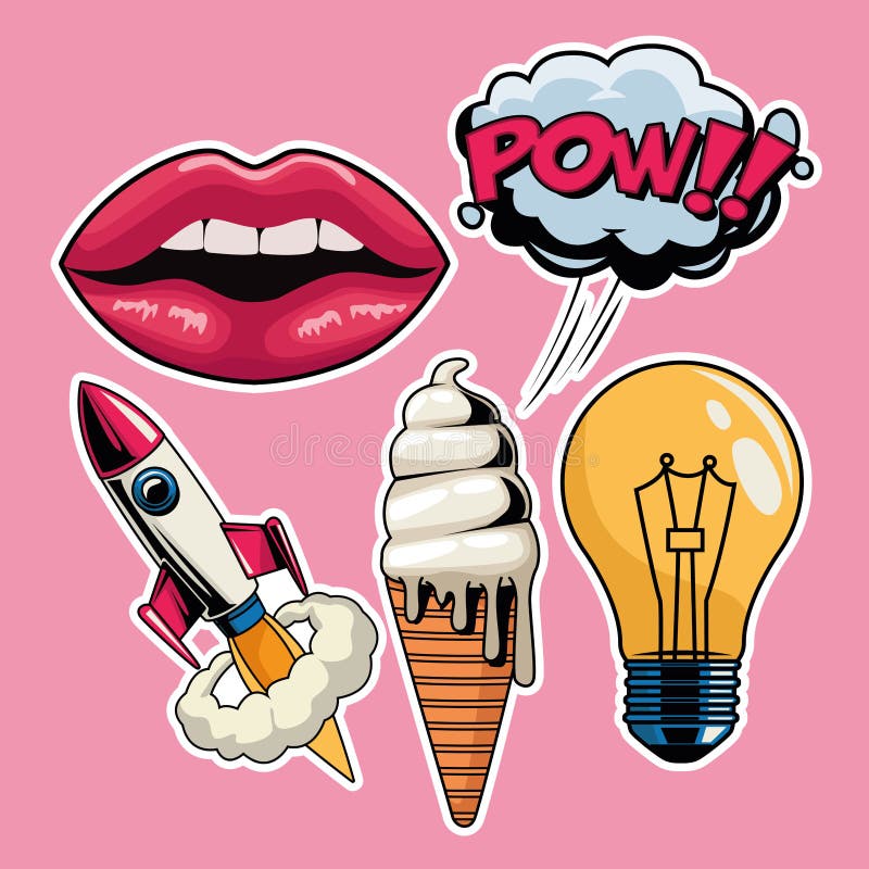 Five pop art icon stock vector. Illustration of startup - 239302625