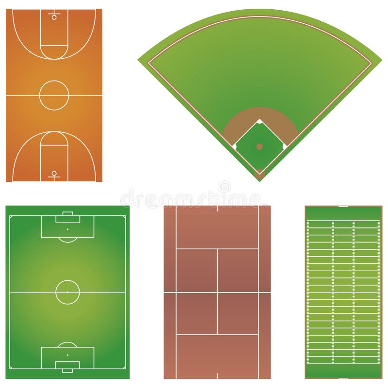 Five Popular Sport Field Layouts Isolated Stock Vector - Illustration ...