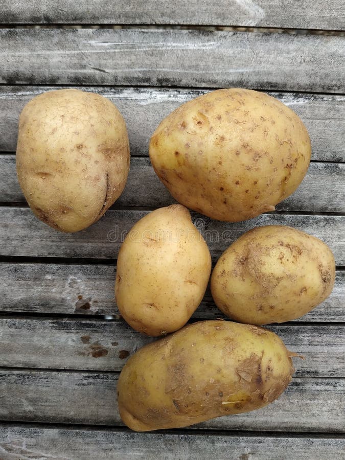 Five Potatoes, Full Nutritional Ingredients, on a Bamboo Board Stock ...