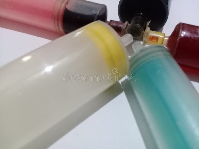 Five Printer Ink and Injections Form a Star Stock Image - Image of ...