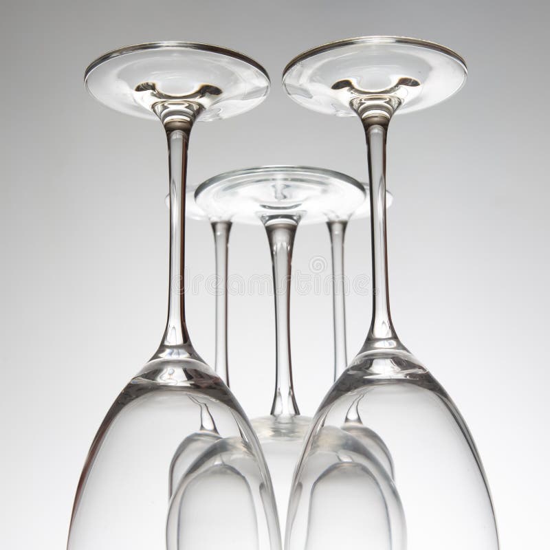 Five Pristine Wine Glasses with Slender Stems Line Up, Their ...