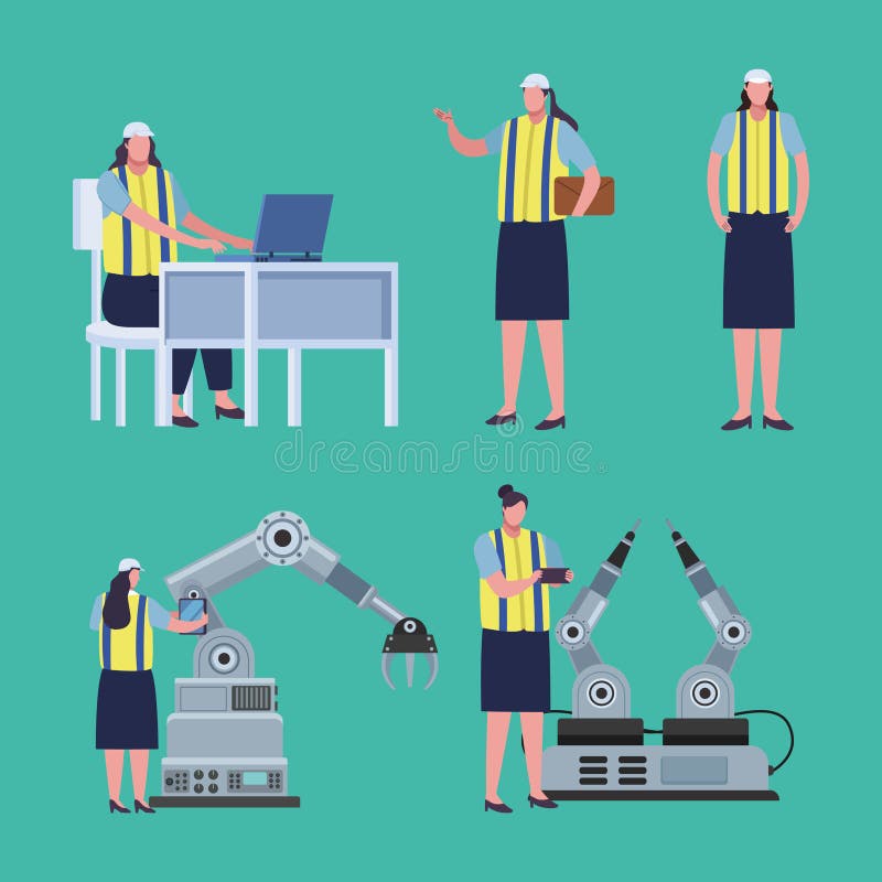 Production Workers Icons Set, Outline Style Stock Vector - Illustration ...