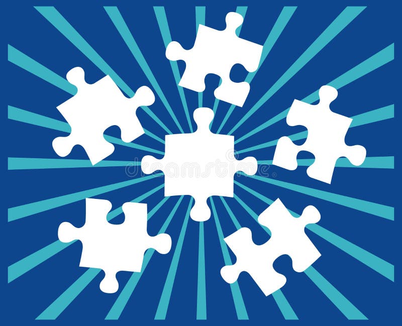 Five Puzzle pieces on blue stock vector. Illustration of inspiration ...