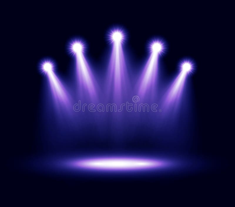Five Realistic Vector Spotlights Lighting Stock Vector - Illustration ...