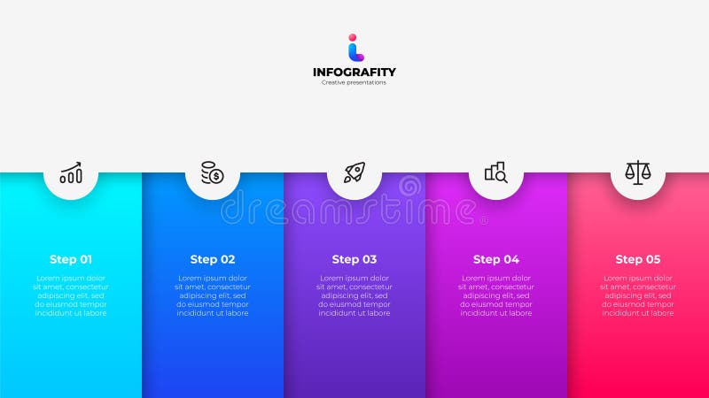 Five Circles Neumorphism Infographic Illustration with 4 Steps on the ...