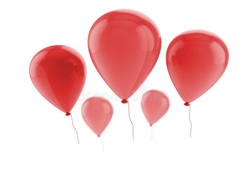 Five red balloons stock illustration. Illustration of decoration - 21008160