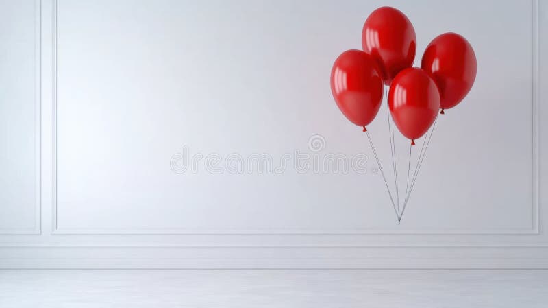 Five Red Balloons Floating Against White Background Stock Photos - Free ...