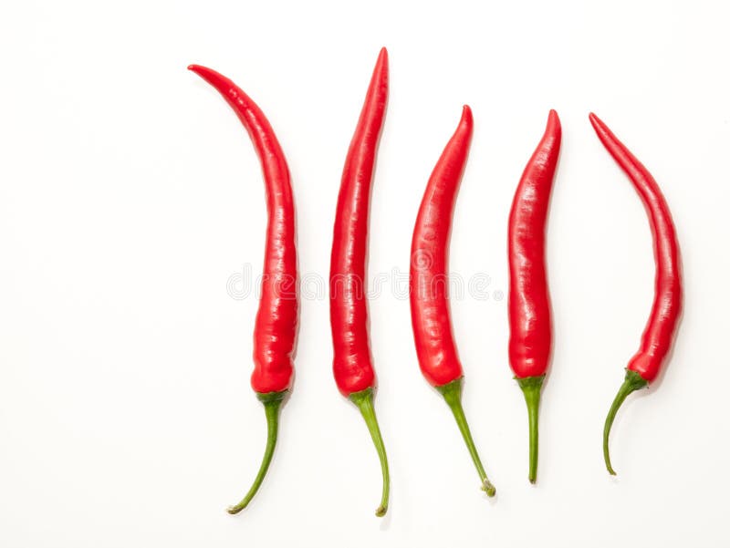 Five red chili peppers stock photo. Image of cook, sharp - 31234058