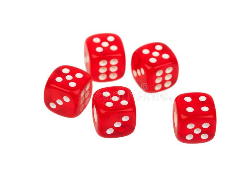 Red Dice with Number Five on the Top on White Background Stock Photo ...