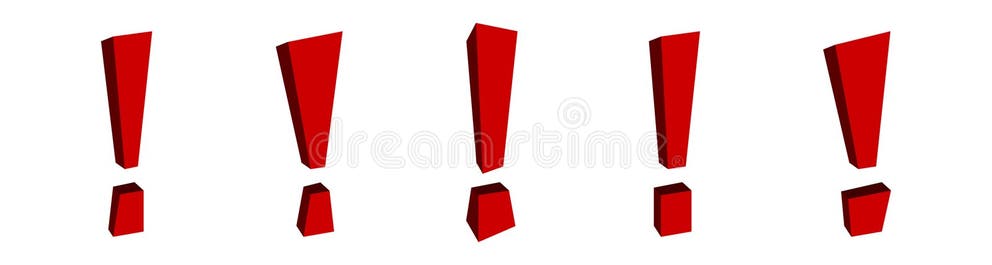 Five Red Exclamation Marks in a Row Stock Vector - Illustration of ...