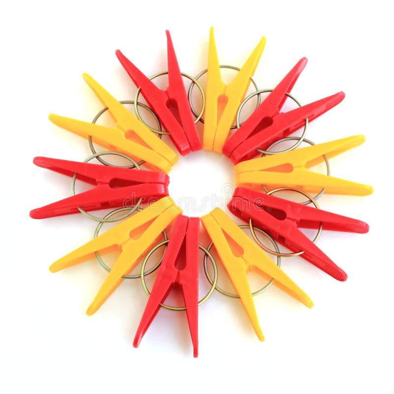 Five Red and Five Yellow Pegs Situated Around Stock Image - Image of ...