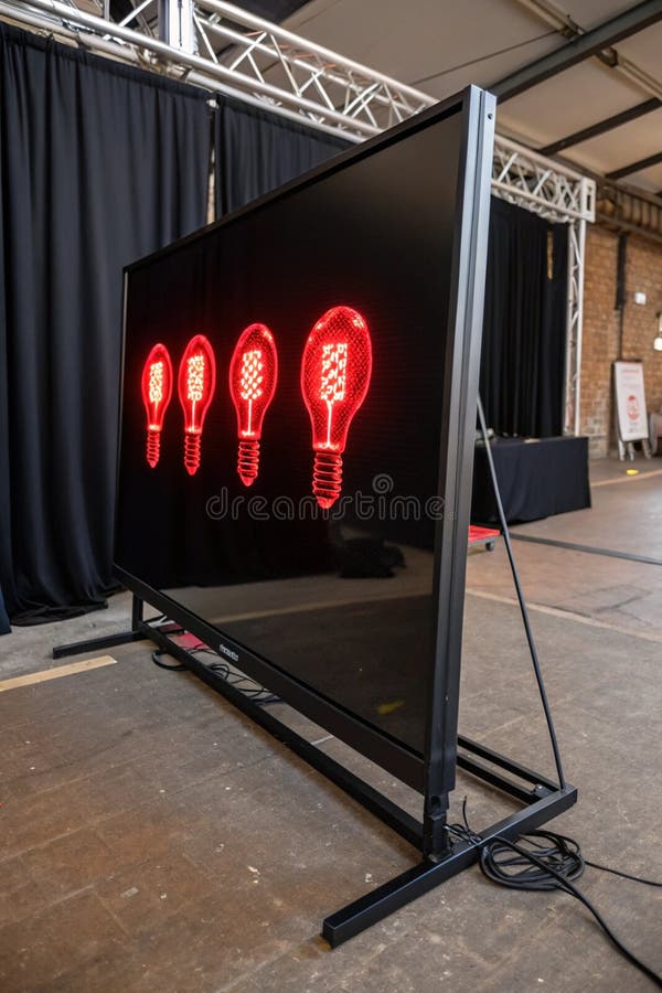 Five Red Neon Bulbs on Black LCD Screen Stock Illustration ...