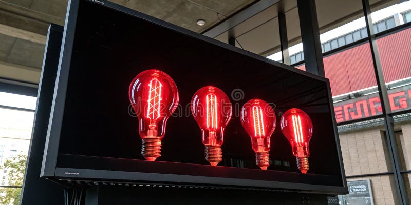 Five Red Neon Bulbs on Black LCD Screen Stock Illustration ...