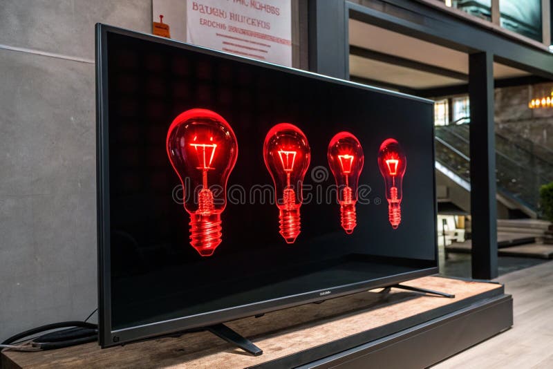 Five Red Neon Bulbs on Black LCD Screen Stock Illustration ...