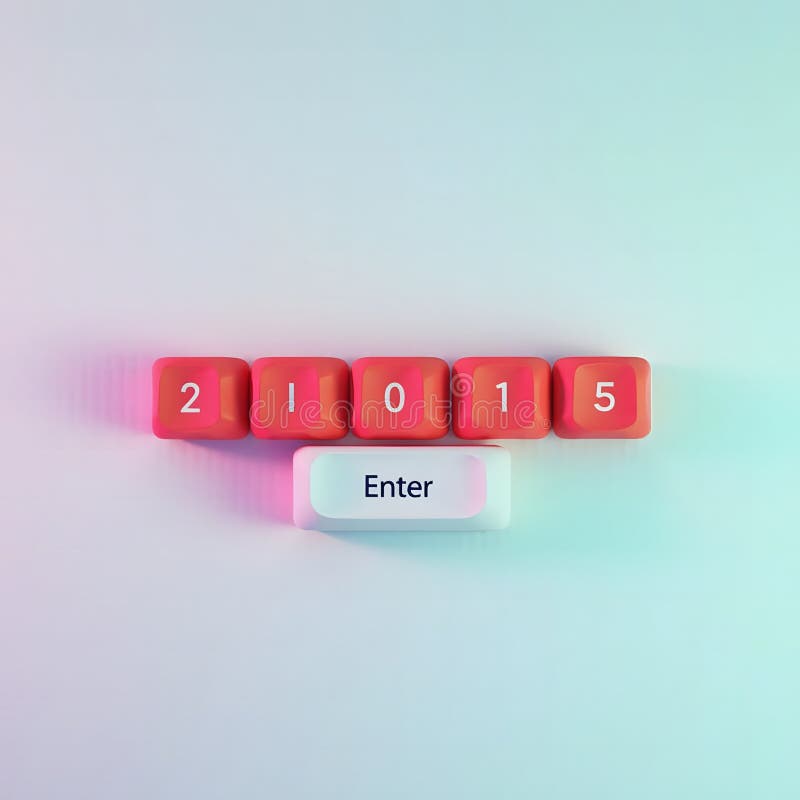 Five Red Number Keys with Enter Key on Gradient Background Stock ...