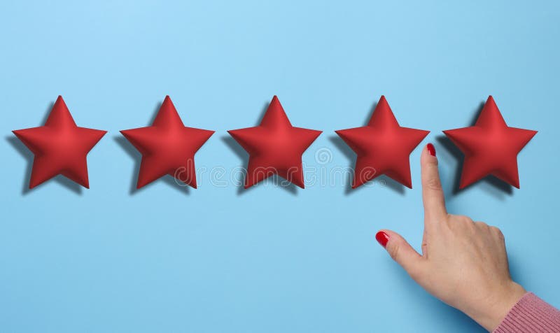 Five Stars, Yellow Background. Service Evaluation Concept, High Rating ...