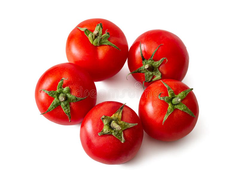 Five Ripe, Red Tomatoes on a White Background Stock Photo - Image of ...