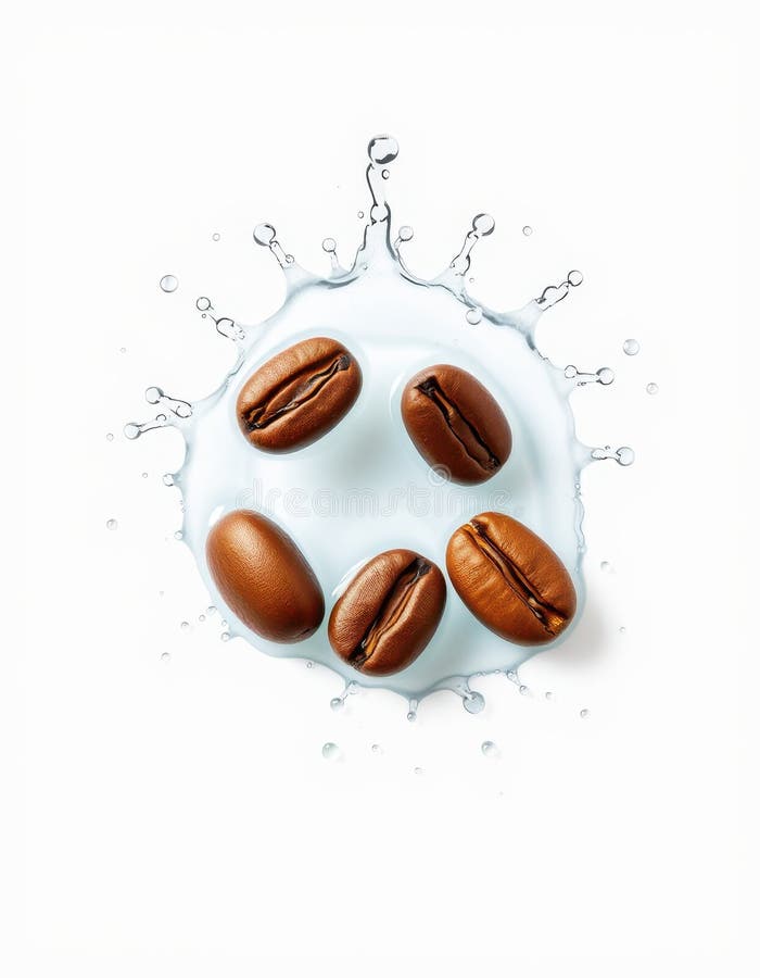 Coffee Beans Splash in Clear Water, Capturing the Essence of Freshness ...