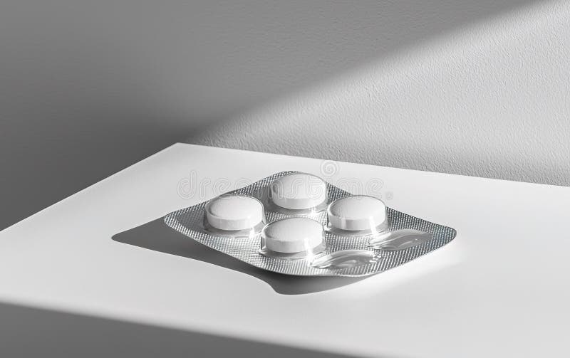 Simple Layout of Five White Tablets on a Minimalist Surface with Soft ...