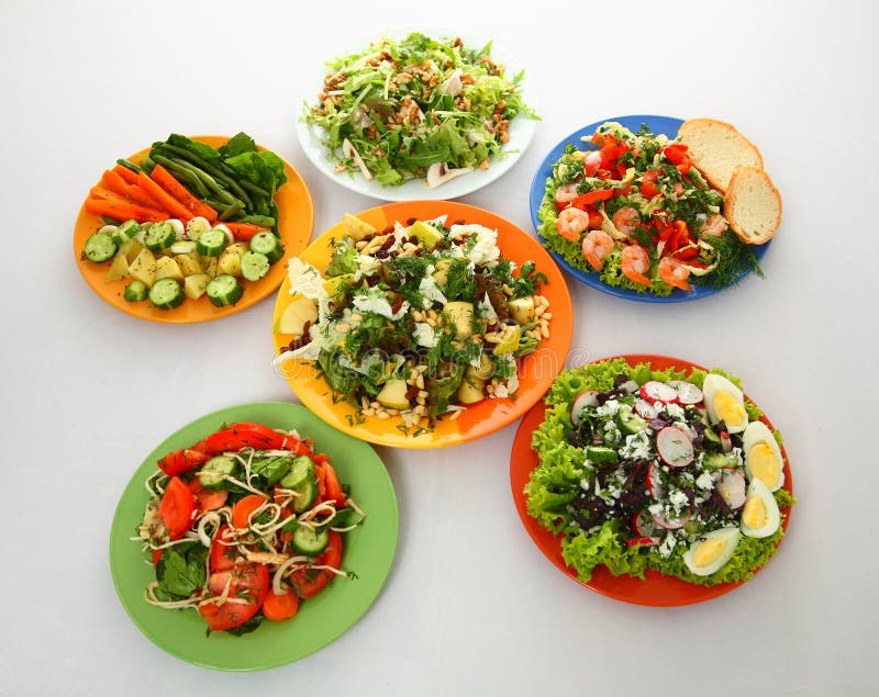 Healthy salads collage stock photo. Image of dinner, dieting - 7629664