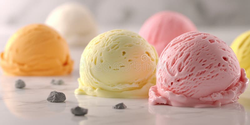 Five scoops of ice cream stock photo. Image of food - 374210934