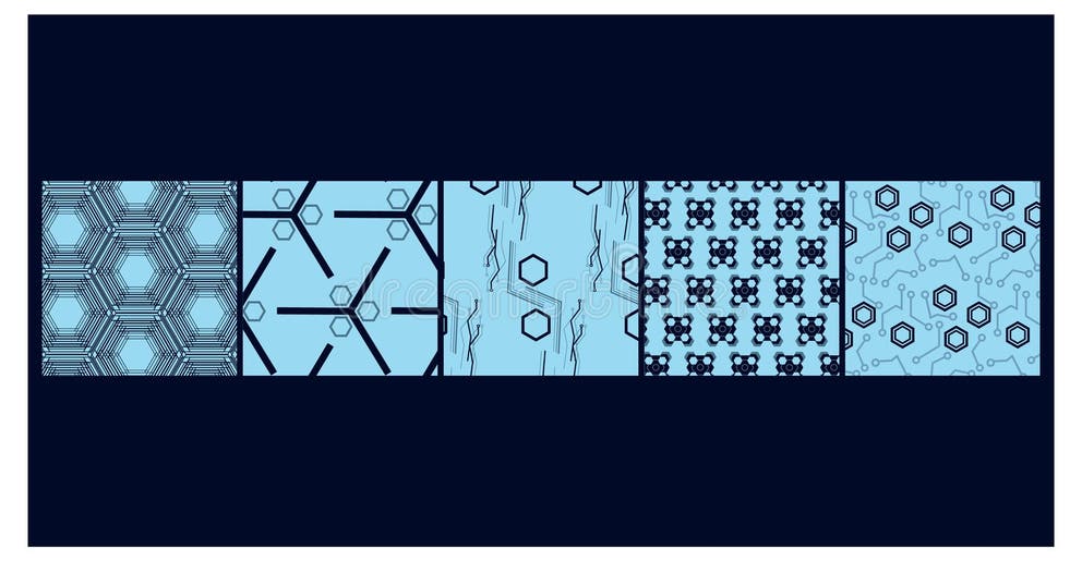 Sci-Fi Grid Seamless Geometric Pattern Bundle for Cyber Branding ...