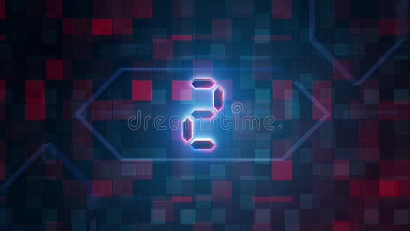 Five Seconds Countdown Timer with Red Blue Digital Technology Stock ...