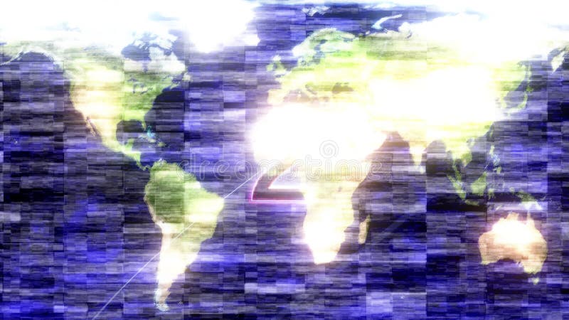 Five Secounds Countdown with World Map Glitch Effect Stock Footage ...