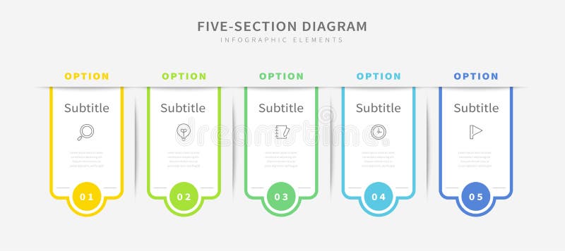 Five Section Infographic Diagram Stock Vector - Illustration of banner ...