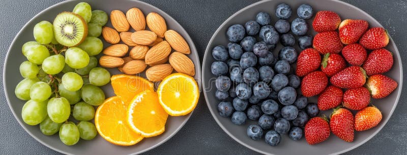 Five-sectioned Plate Displays a Vibrant Selection of Fruits, Vegetables ...