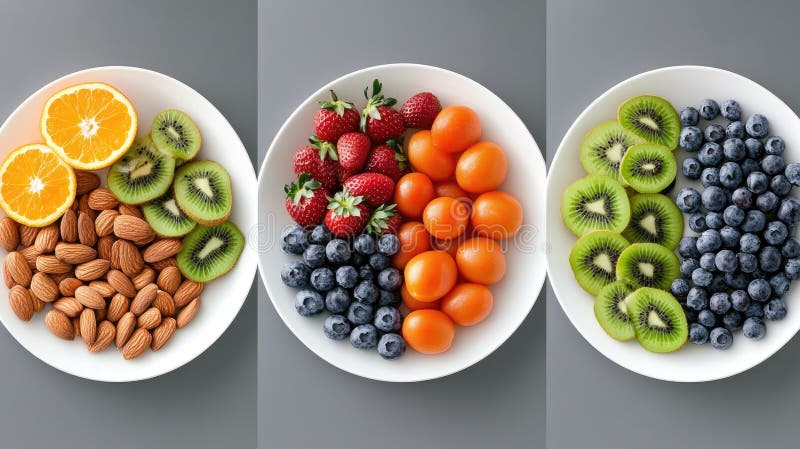 Five-sectioned Plate Displays a Vibrant Selection of Fruits, Vegetables ...