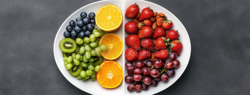 Five-sectioned Plate Displays a Vibrant Selection of Fruits, Vegetables ...