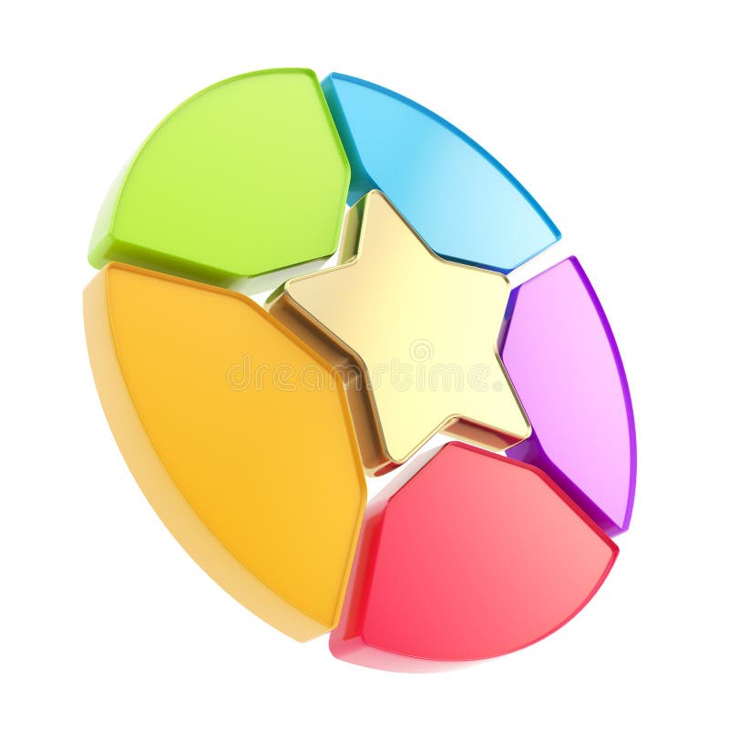 Five Sector Star Emblem Diagram Isolated White Stock Illustrations – 10 ...