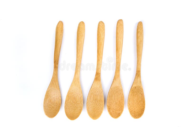Five Shallow Bamboo Spoons in a Row Stock Photo - Image of ingredients ...