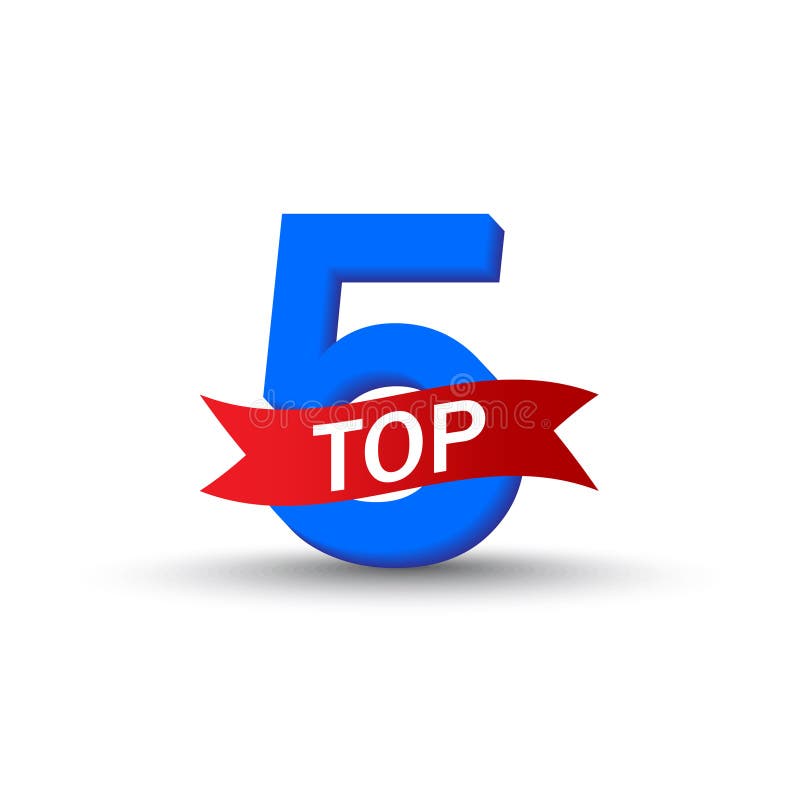 Five 5 Shape. Red TOP Ribbon. Ranking Number Concept. Vector Bold ...