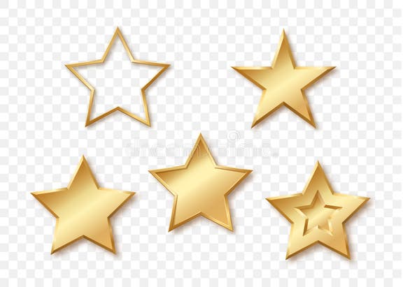 Five Shining Golden Stars are Different in Design and Structure. Vector ...